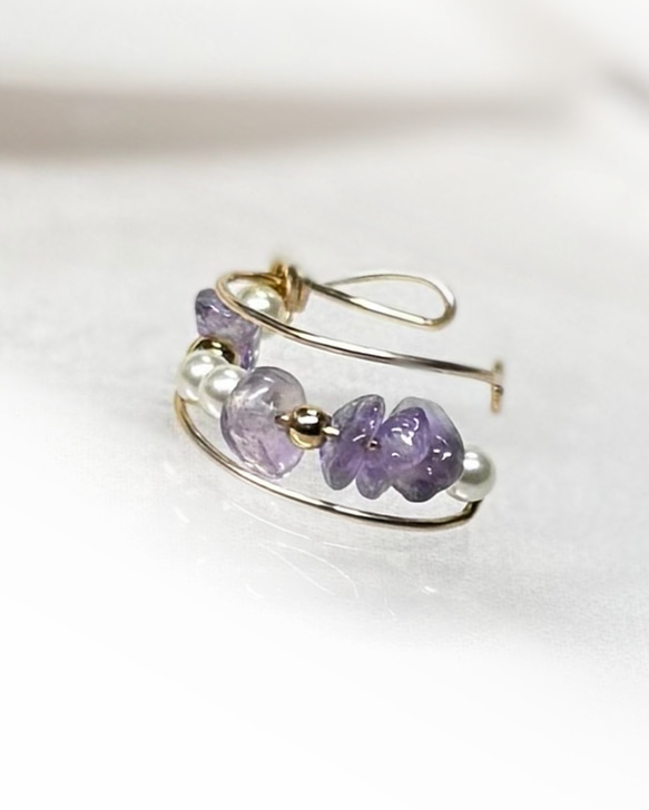 送料無料 イヤーカフ 痛くない 取れにくい 誕生石 2月 アメジスト パール おしゃれ フォーマル 母の日 プレゼント イヤーカフ ifinity-Select 通販｜Creema(クリーマ ...