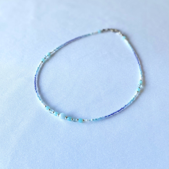 ネモフィラブルー アクアマリンとビーズのネックレス - baby blue eyes - チョーカー Ichi-ring（いちりん） 通販｜Creema(クリーマ) 18951031