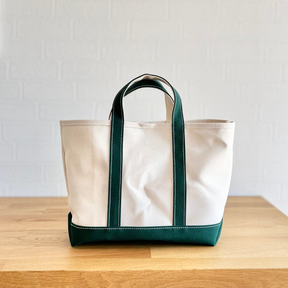 "standard tote" kinari × green ショルダーも可《受注製作》 トートバッグ OTOM CANVAS 通販 18984941｜Creema(クリーマ)
