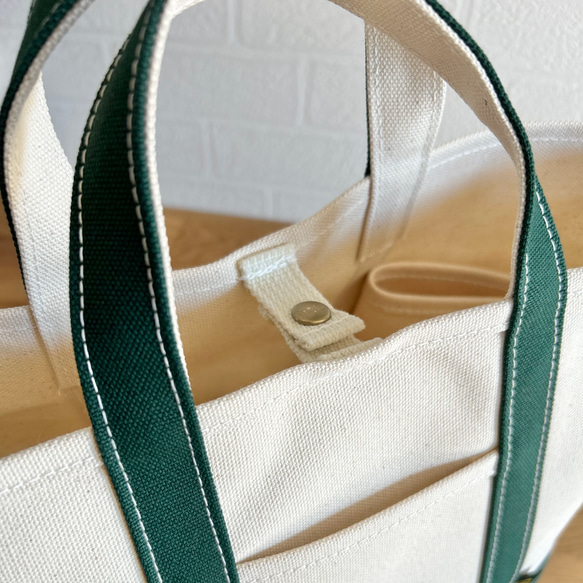 "standard tote" kinari × green ショルダーも可《受注製作》 トートバッグ OTOM CANVAS 通販 18984941｜Creema(クリーマ)