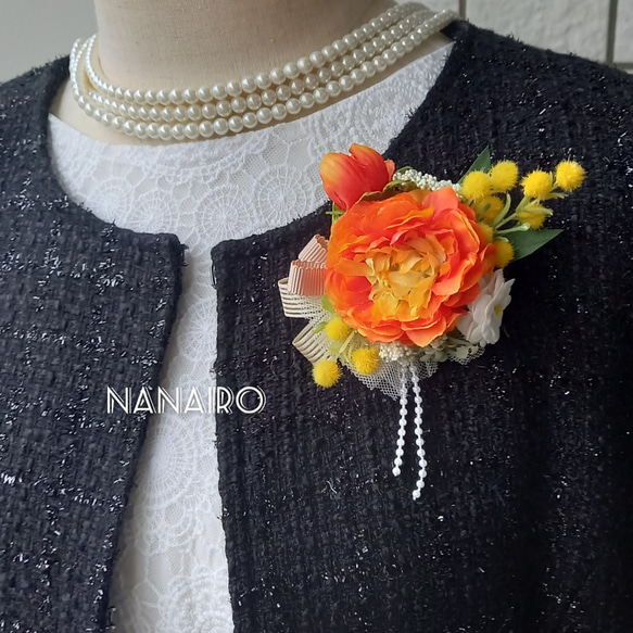 『ミモザ・ラナンキュラス・小花のコサージュ』№2 ★Creema限定品★ コサージュ 七糸路（NANAIRO） 通販 19005956｜Creema(クリーマ)