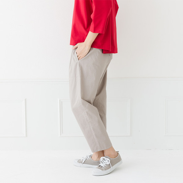 ウエストが楽な着やせ コットンツイル テーパードパンツ ロングパンツ kermu 通販 19006092｜Creema(クリーマ)