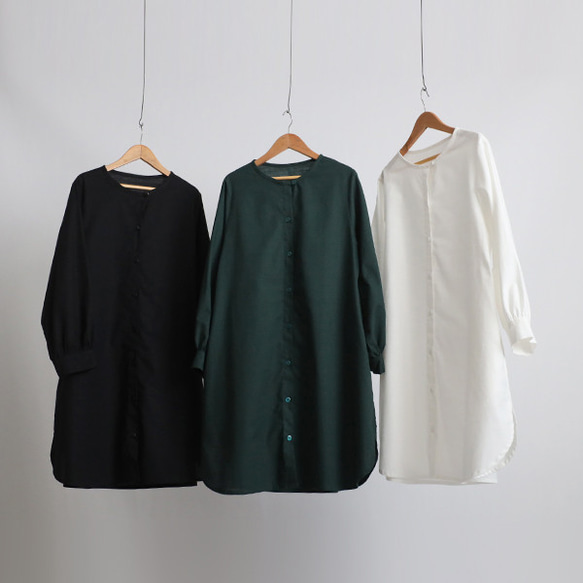 ＊最終SALE 上質ギマ擬麻コットン ゆったり ヘム ラウンド 裾 ロング シャツ 前開き 羽織り ホワイト R15B シャツ anvai ...