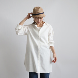 ＊最終SALE 上質ギマ擬麻コットン ゆったり ヘム ラウンド 裾 ロング シャツ 前開き 羽織り ホワイト R15B シャツ anvai ...