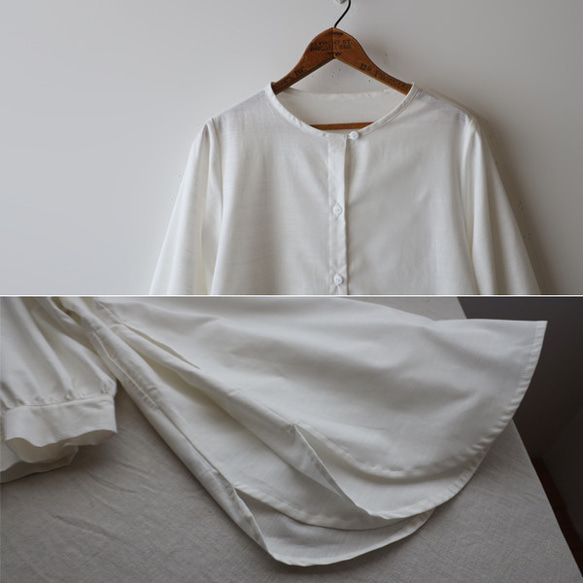 ＊最終SALE 上質ギマ擬麻コットン ゆったり ヘム ラウンド 裾 ロング シャツ 前開き 羽織り ホワイト R15B シャツ anvai ...