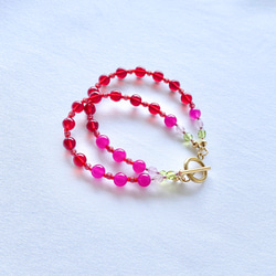 Glossy Cherry 天然石とガラスビーズの2連ブレスレット ブレスレット Ichi-ring（いちりん） 通販 19019090｜Creema(クリーマ)