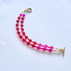 Glossy Cherry 天然石とガラスビーズの2連ブレスレット ブレスレット Ichi-ring（いちりん） 通販 19019090｜Creema(クリーマ)