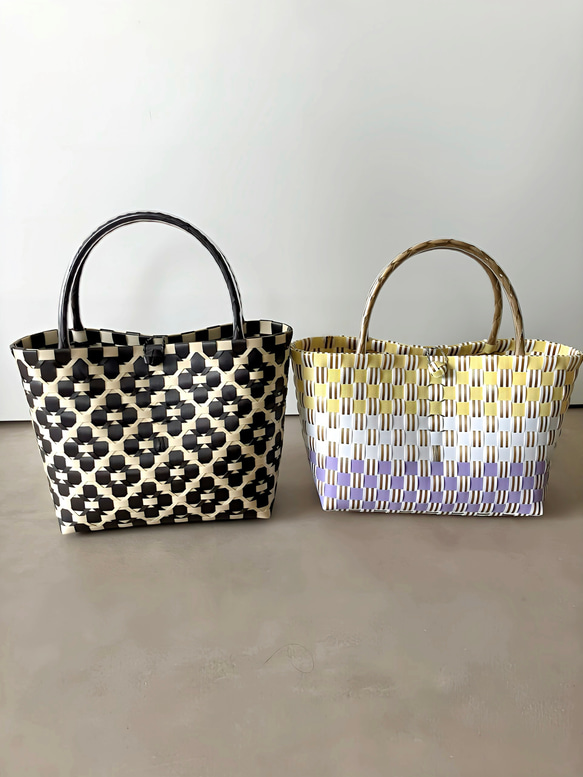 【Creema限定 春の福袋2025】ミモザ/花柄ブラウンベージュ2点セット かごバッグ drops. 通販 19044378｜Creema(クリーマ)