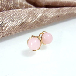 K18 6mm ピンクオパール ピアス ピアス（スタッド・一粒） Rua 通販 19063459｜Creema(クリーマ)