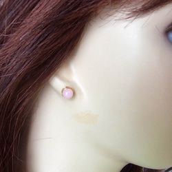 K18 6mm ピンクオパール ピアス ピアス（スタッド・一粒） Rua 通販 19063459｜Creema(クリーマ)