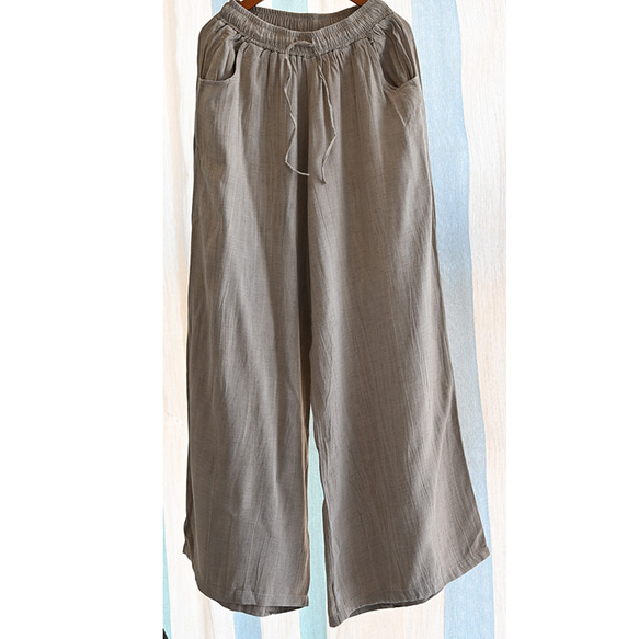 絞り染めテンセル＊リネン混紡ワイドパンツ ゴムウエストワイドパンツ 4色 フリーサイズ L578 フレアスカート Fesl Studio 通販 ...