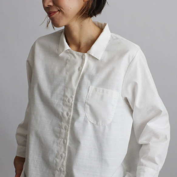 ⁑新作 上質ギマ擬麻コットン 変形ラウンドヘム 裾 シャツ ジャケット 前開き 胸ポケット ゆったり 白 R47A シャツ anvai 通販 ...