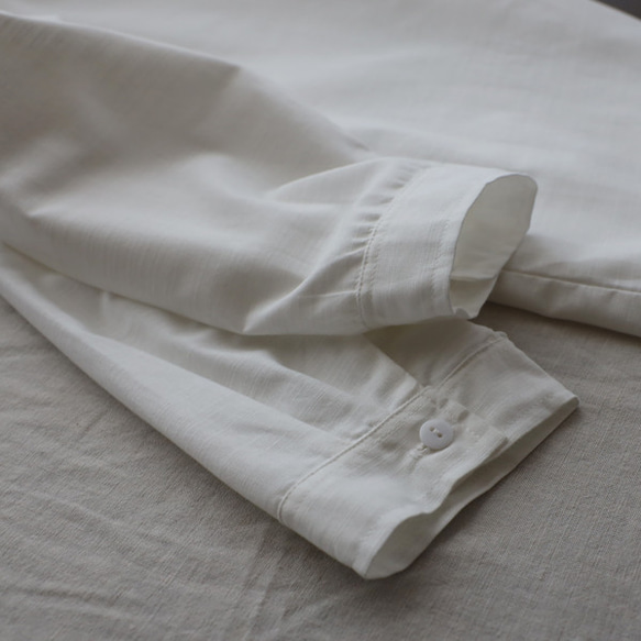 ＊ラスト1夏SALE上質ギマ擬麻コットン 変形ラウンドヘム 裾 シャツ ジャケット 前開き 胸ポケットゆったり白R47A シャツ anvai ...