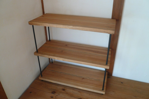 kurichan様オーダー製作品 3段ラック（焼かないバージョン）【キャスター付き】 棚・シェルフ・ラック ムクの木工房 通販 19092150｜Creema(クリーマ)