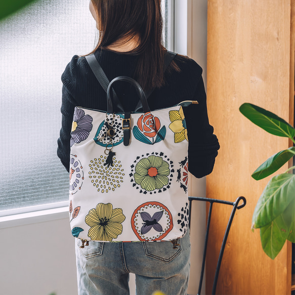 ネコ足ファブリックリュック ホワイト aj005 リュック・バックパック aoneco（アオネコ）／waji 通販 19107735｜Creema(クリーマ)