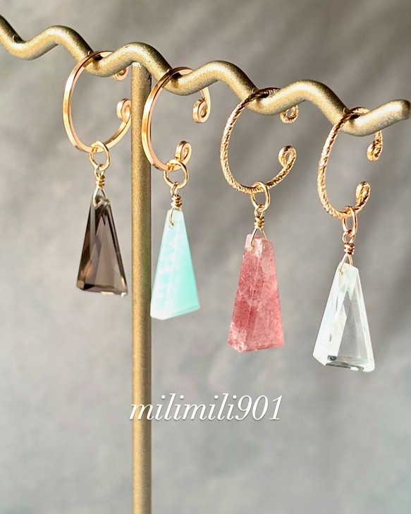 【選べる天然石】14kgf トライアングルストーンの2wayイヤーカフ イヤーカフ milimili901 通販 19114556｜Creema(クリーマ)