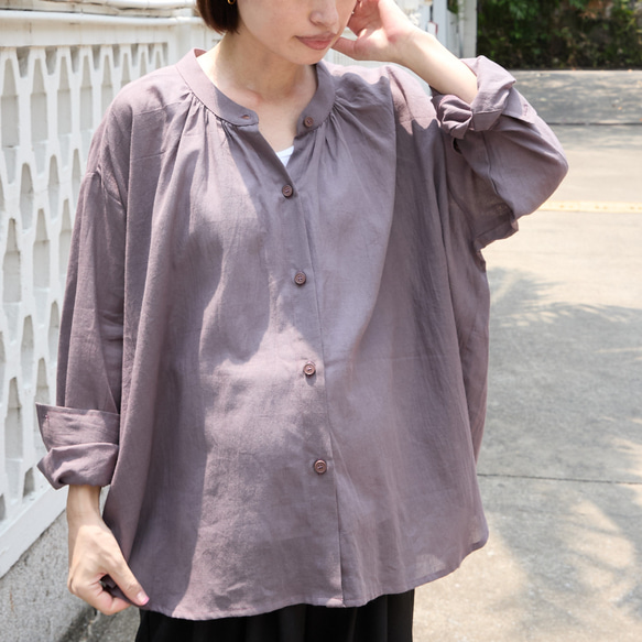 風通しの良い ふんわり柔らかライトコットン 羽織る コットン シャツ レトロパープル 0674R.Pp シャツ SWiMMY Clothing 通販 19115125｜Creema(クリーマ)