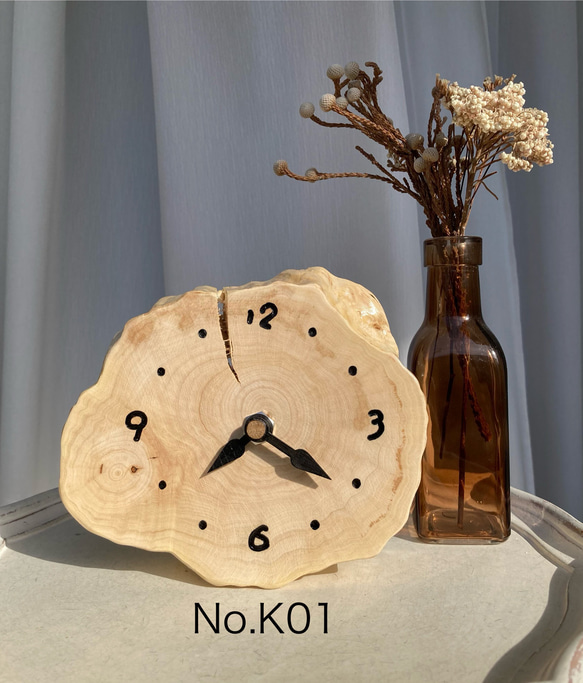 丸太 木製 置き時計、掛け時計 K01〜K06 掛け時計・置き時計 Tゾウ 通販 19115674｜Creema(クリーマ)