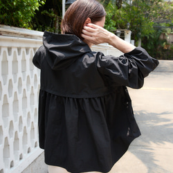 超軽量 撥水加工 アシンメトリー バックギャザー ジャンパー ブラック 0680BK ジャケット SWiMMY Clothing 通販 19118517｜Creema(クリーマ)