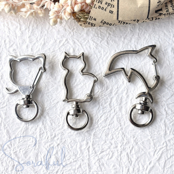 【2個】動物のシルバー キーリング キーホルダー【カン・金属パーツ】A-0026 金具・チェーン ソラフル（Soraful） 通販 ...