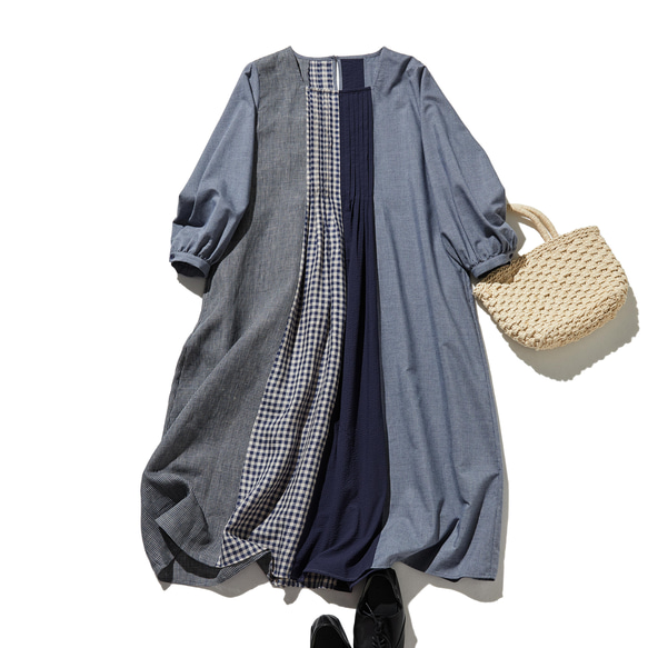 天然素材の持つ素朴な魅力を引き出す、洗練されたパッチワークデザイン コットンリネン ワンピース 250306-1 ワンピース fall-in&co(talent) 通販 19122661 ...