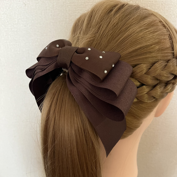 250403 エレガント リボンのポニーフック 茶系 ポニーフック・ヘアカフス Ange au ruban まっち 通販 19127167 ...