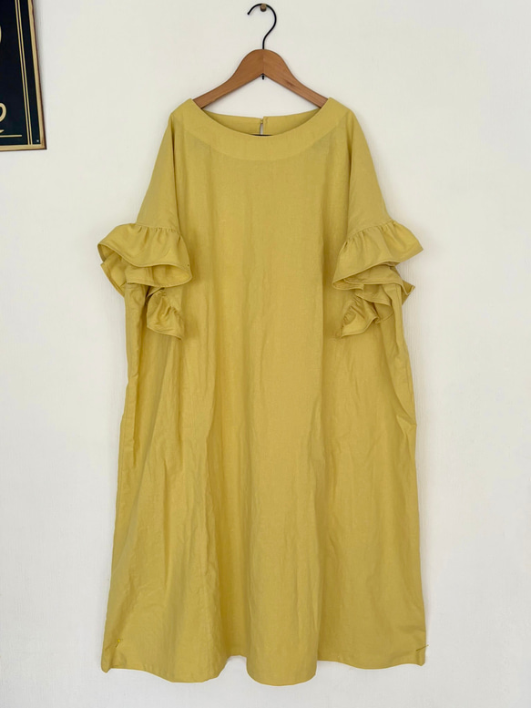 ★ふんわりフリルの大人かわいいワンピース 綿麻 * ワンピース cf-coco 通販 19132793｜Creema(クリーマ)