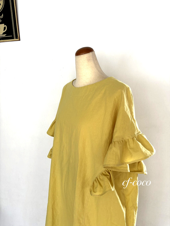 ★ふんわりフリルの大人かわいいワンピース 綿麻 * ワンピース cf-coco 通販 19132793｜Creema(クリーマ)