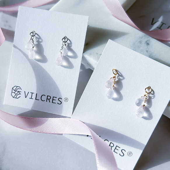 ローズクォーツ チャーム CH-11001 ピアス（フープ） VILCRES® 通販 19143192｜Creema(クリーマ)