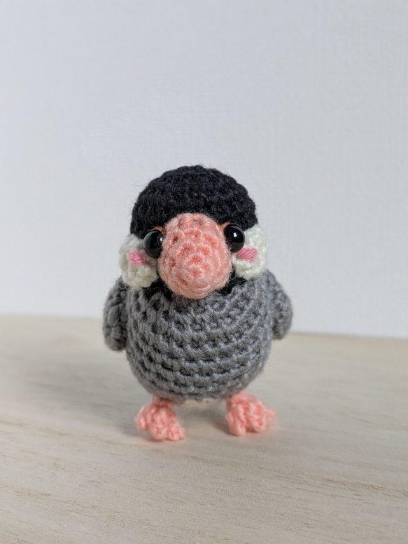 あみぐるみ とり 文鳥 グレー リクエスト キーホルダー ハンドメイド あみぐるみ milkychiiくりーま 通販 19149189 ...
