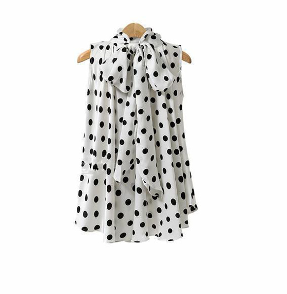 大きいサイズ レディース ドット柄 ノースリーブ ブラウス 後ろリボン チュニック 800円引きクーポン大きいサイズ洋服店 通販 ...