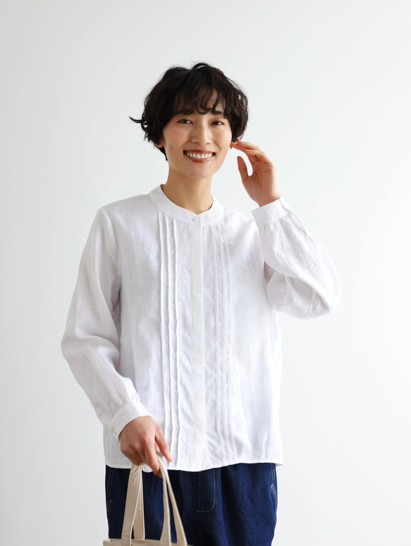 様々なシーンで活躍する万能アイテム ピンタック入り リネンシャツブラウス ホワイト250412-1 ブラウス fall-in&co(talent) 通販 19164370｜Creema(クリーマ)