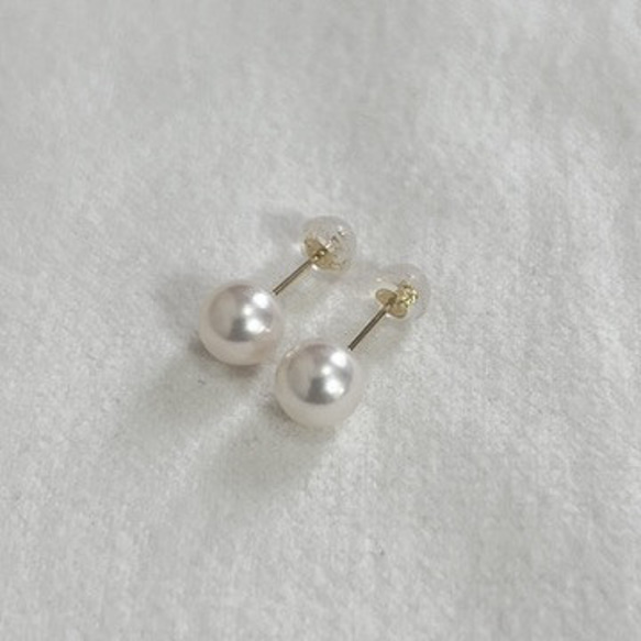 K10YG/K10PG 一粒 パール ピアス あこや真珠 7-7.5ミリ 10金 イエローゴールド/ピンクゴールド ピアス（スタッド・一粒） アイネローゼ 通販 19168362｜Creema ...