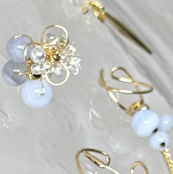 送料無料 痛くない 取れにくい 14kgf 誕生石 ブルーレースアゲート 母の日 晴れやかブルー2025 イヤーカフ ifinity-Select 通販 19171641｜Creema(クリーマ)