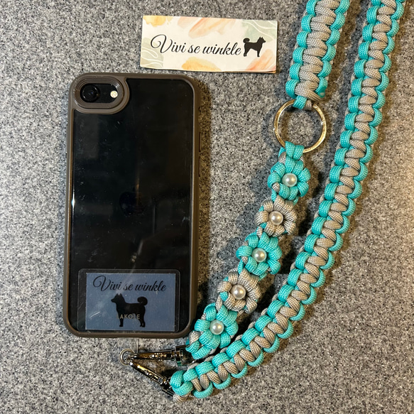 お花モチーフ ショルダーストラップ スカイブルー スマホストラップ ネックストラップ vivi_se_winkle 通販 19174116 ...