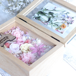 【選べる16種類犬猫木製ピック♪文字彫刻OK】ナチュラルピンクラベンダーのフォトフレーム＊プリザーブドフラワー フォトフレーム・写真立て ...