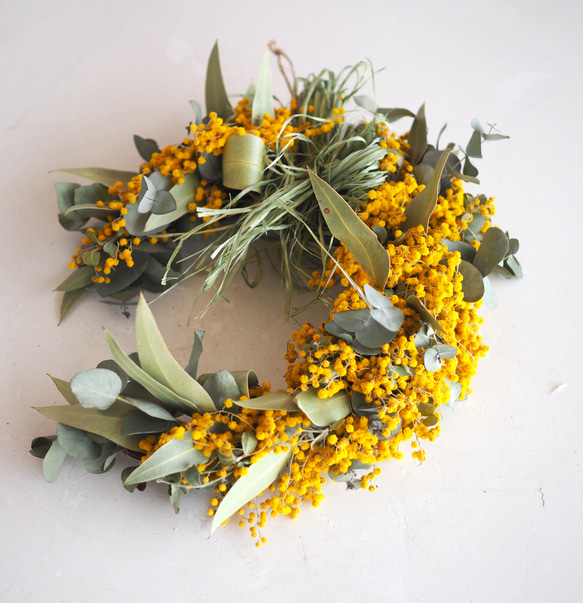 即日発送 パールアカシアの馬蹄型リース 【パールアカシア】【ミモザ】【馬蹄型】 ドライフラワー hanamarukoubou 通販 ...