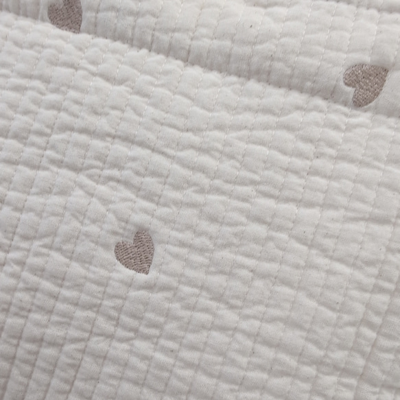 受注制作 ヌビバッグ /ヌビトートバッグ /ランチトートMサイズ/ 生成り/ハート刺繍(ピンクベージュ) トートバッグ moa*sewing ...