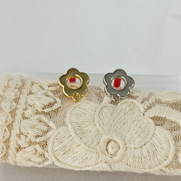 【4個】フラワー ピアスパーツ デザインピアス カン付き ピアス アクセサリーパーツ ハンドメイド MP172 金具・チェーン Little ...