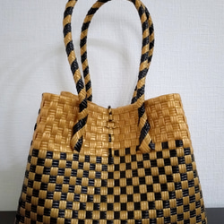 まるごと洗えるバッグ パサールバッグ トートバッグ プラカゴ MSサイズ ブラック×ゴールド かごバッグ きょん 通販 19180273 ...