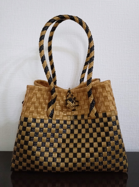 まるごと洗えるバッグ パサールバッグ トートバッグ プラカゴ MSサイズ ブラック×ゴールド かごバッグ きょん 通販 19180273 ...
