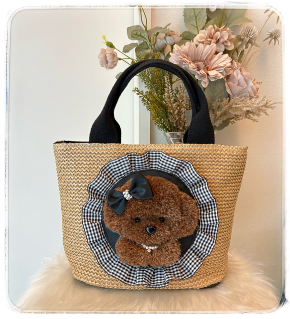 トイプードル♡春夏カゴ風トートバックほっこりもこもこ⑥ かごバッグ mofumama 通販 19184103｜Creema(クリーマ)