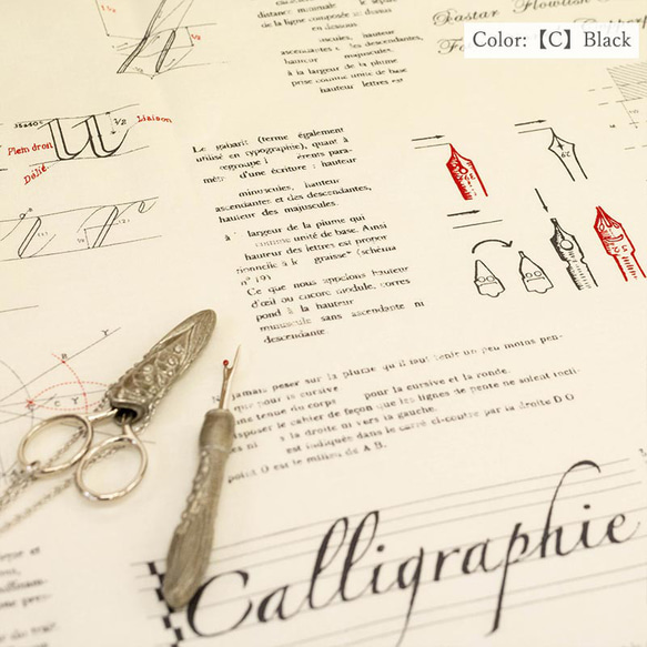 YUWA 有輪” Calligraphy letter ” カリグラフィー Cーblack』～50㎝単位でカット 生地 Blanc de Roi 通販 19190194｜Creema(クリーマ)