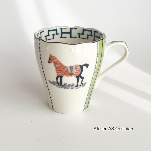 マグカップ 馬柄 モスグリーン マグカップ Atelier AS オブシディアン 通販 19206182｜Creema(クリーマ)