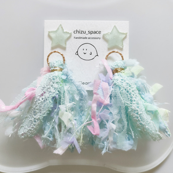 2way*星とライトブルーのタッセルのピアス/イヤリング ピアス（スタッド・一粒） chizu 通販 19206431｜Creema(クリーマ)
