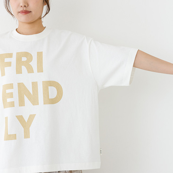 リサイクルコットン100％ FRIENDLYプリント ワイドTシャツ カットソー kermu 通販 19206876｜Creema(クリーマ)