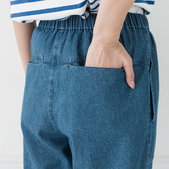 すっきり細見え 6オンス デニム テーパードパンツ ロングパンツ kermu 通販 19206943｜Creema(クリーマ)