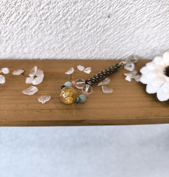 №148 シトリン・クリスタル・インカローズロンデル・ビルマ翡翠・ターコイズロンデルのバックチャーム バッグチャーム ターコイズ＆ラピス 通販 ...