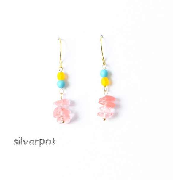 G36【チェリークォーツ】とフラミンゴのピアス（パーツ変更可能） ピアス（フック・チェーン） silverpot 通販 19209794 ...