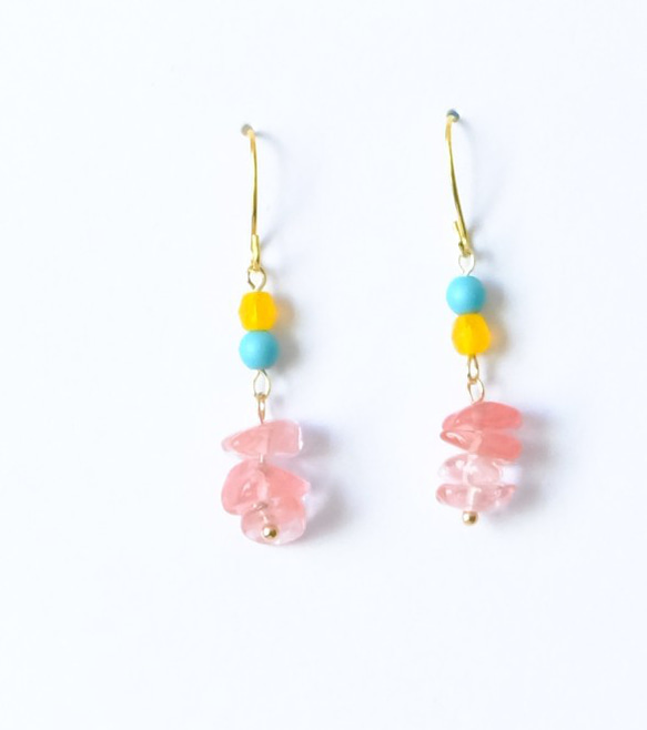 G36【チェリークォーツ】とフラミンゴのピアス（パーツ変更可能） ピアス（フック・チェーン） silverpot 通販 19209794 ...